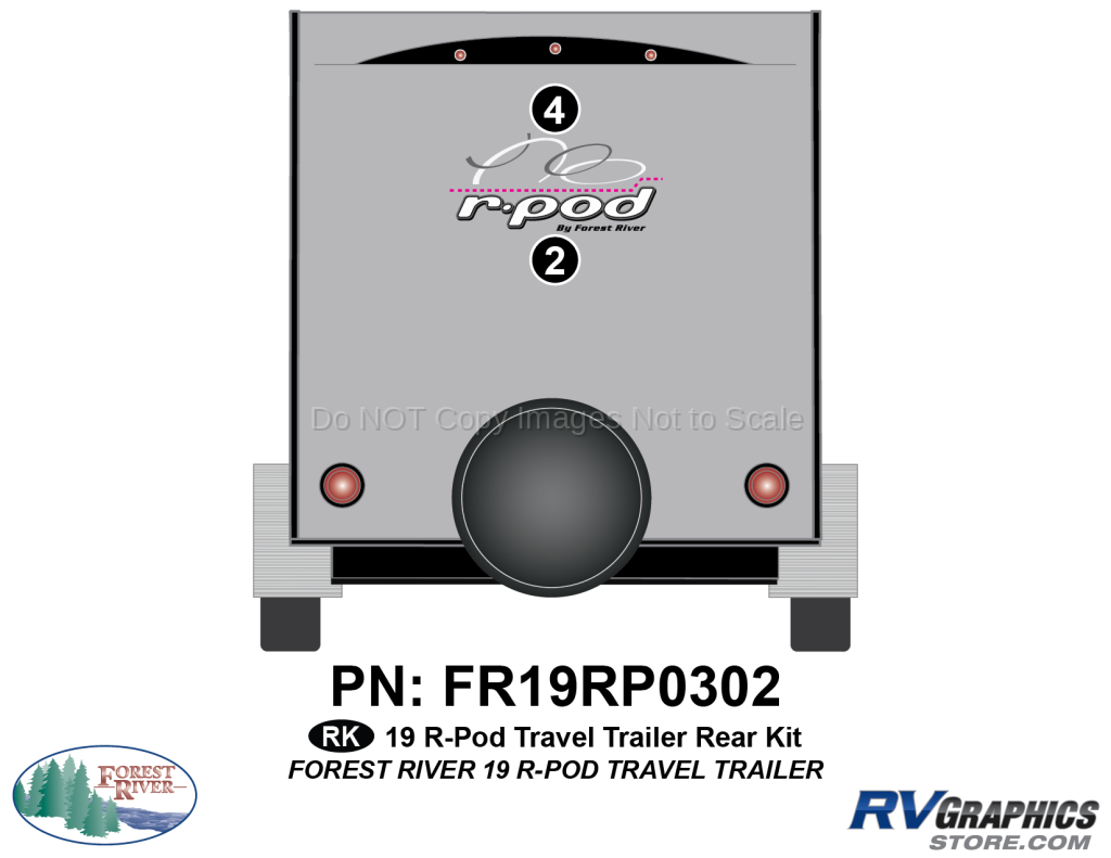 2 Piece 2019 r POD Teardrop Travel Trailer Rear Graphics Kit