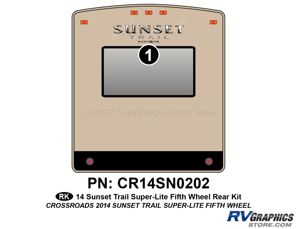 1 Piece 2014 Sunset Trail Fifth Wheel Rear Graphics Kit