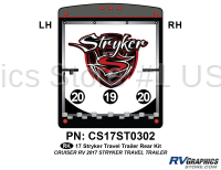 3 Piece 2017 Stryker Travel Trailer Rear Graphics Kit