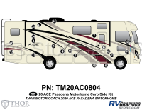 20 Piece 2020 ACE Motorhome Burgundy Curbside Graphics Kit