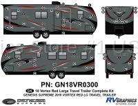 65 Piece 2018 Vortex Travel Trailer Red Complete Graphics Kit