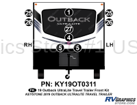 9 Piece 2019 Outback UltraLite Travel Trailer Front Graphics Kit